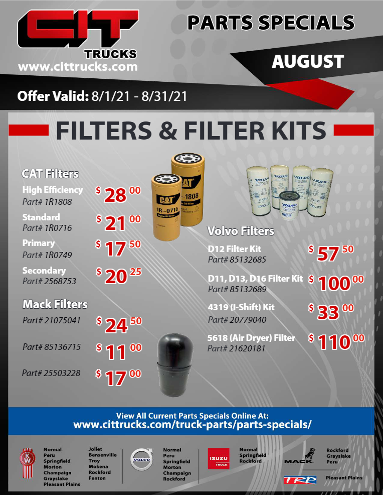 August 2021 Parts Special – Filters & Filter Kits - CIT Trucks