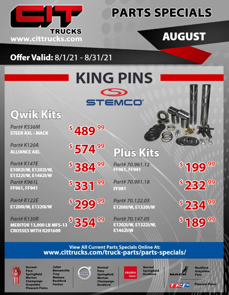 August 2021 Parts Special – King Pin Kits - CIT Trucks