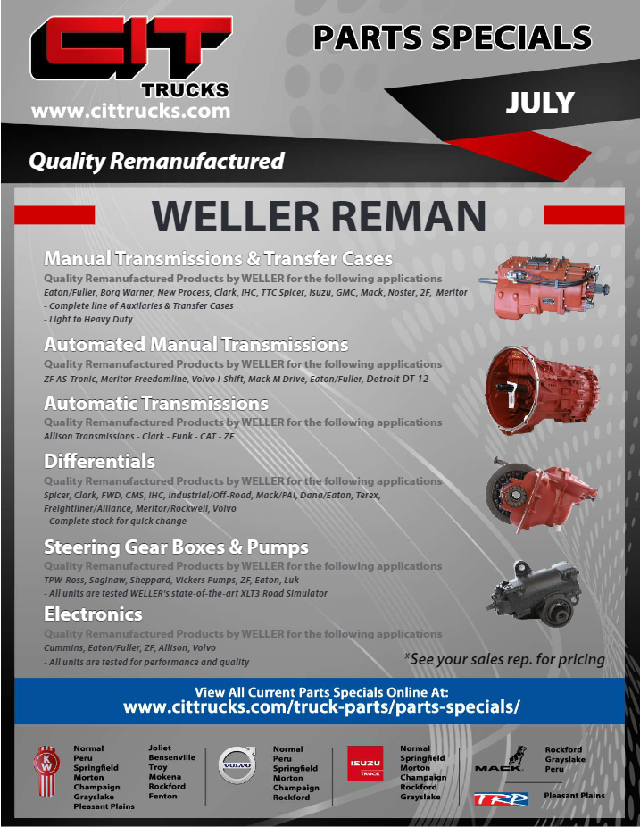 July 2021 Parts Special – WELLER Reman Products - CIT Trucks